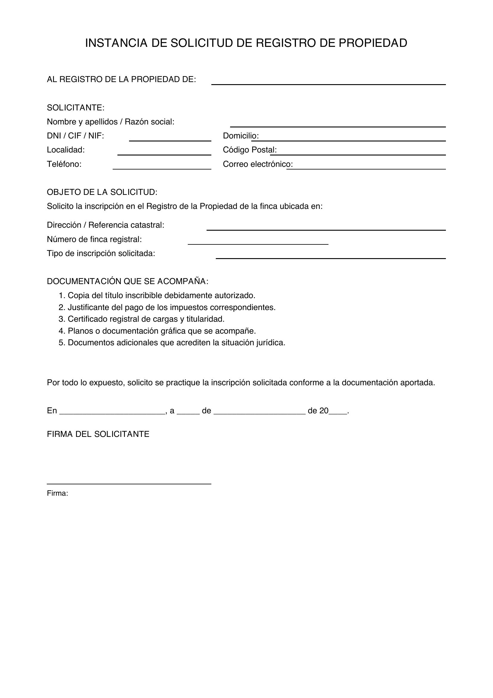 Modelo Instancia Solicitud Registro Propiedad